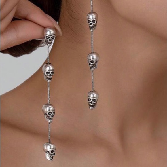 Jewelry | Silver Skull Dangle Earrings | Poshmark